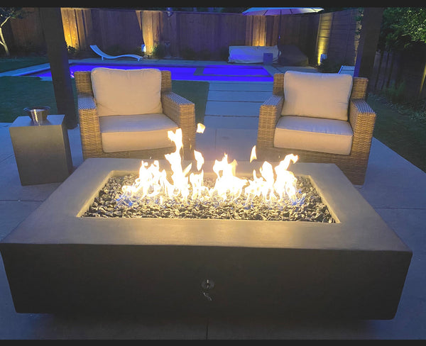 Geo Edge Rectangular Fire Table with Toe Kick 36" x60" x16" tall 8" li ...