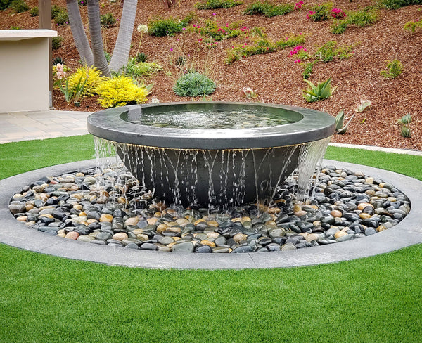 Contemporary Rounded Water Fountain - ConcreteCreationsLA
